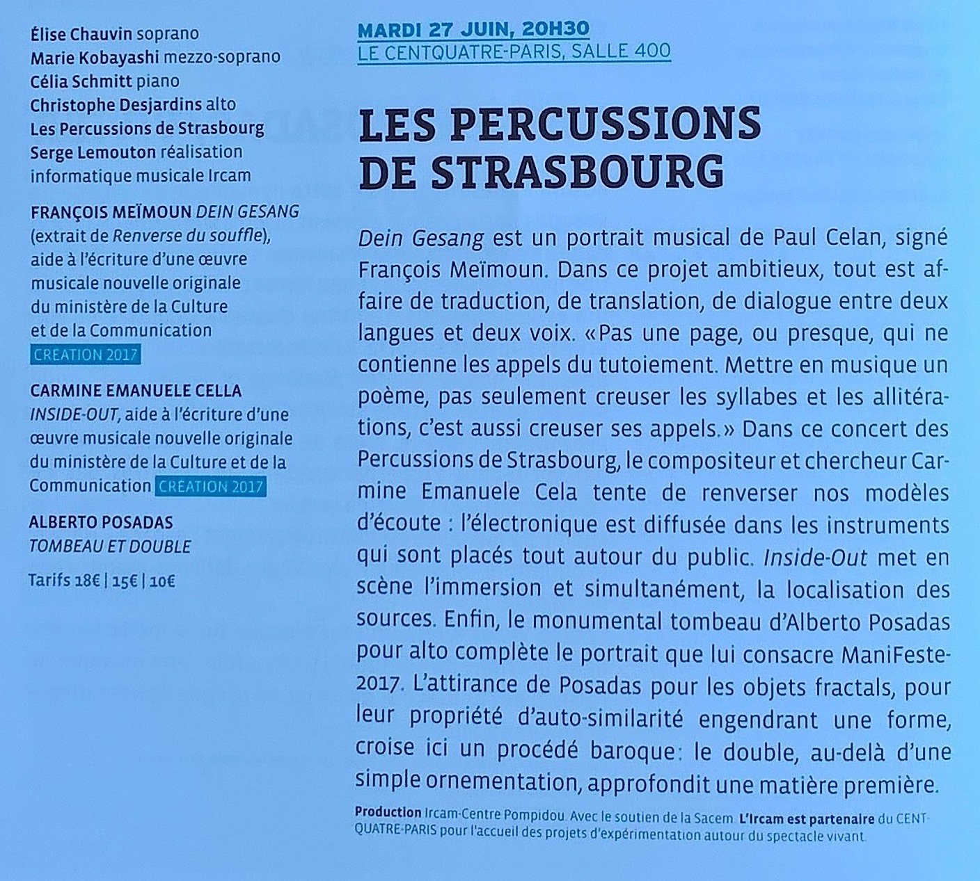 Festival Manifeste au 104 avec les Percussions de Strasbourg | Célia ...